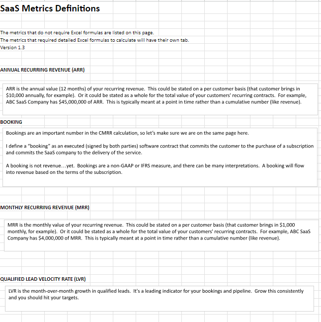 Download SaaS Metrics Calculations
